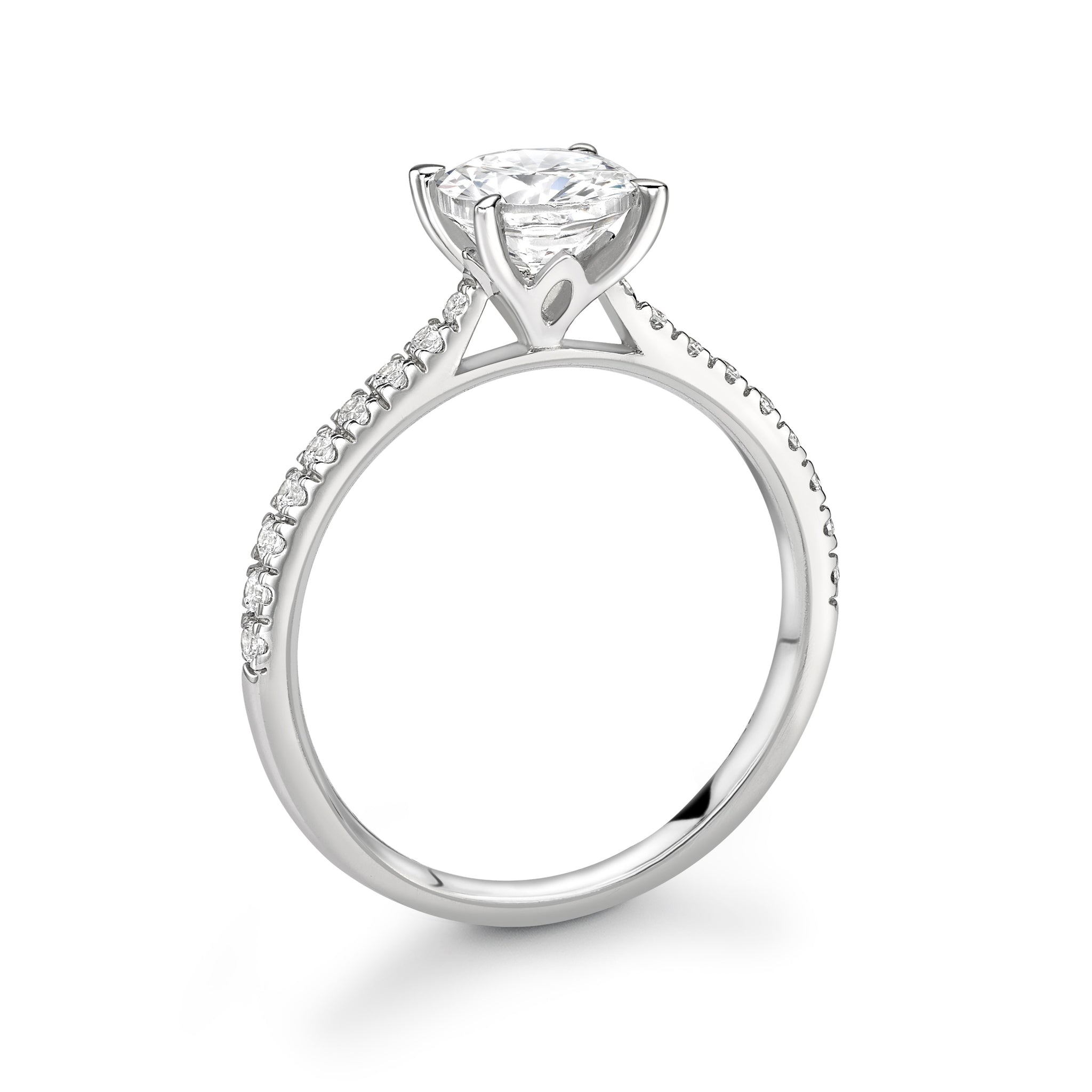 Amelia - Round Brilliant, Shoulder Set Ring